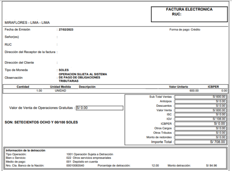Información adicional respecto al SPOT en la emisión de facturas ...